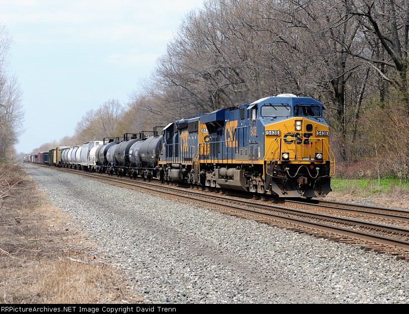 Eastbound CSX Q386 is at MP118 on track number one